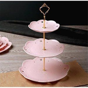 Dining | 3tier Pink Porcelain Cake Standcupcake Standdessert Standtea ...